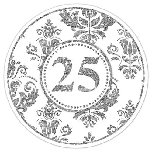 Amazon.com: Custom 25th Anniversary Silver Glitter Stickers ...