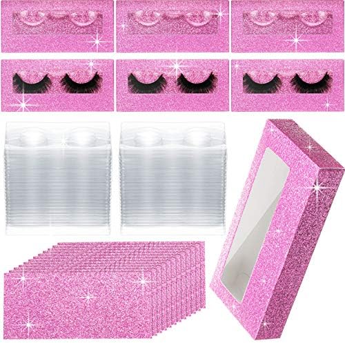 Maitys 50 Sets Empty Eyelash Case Set, Include 50 Empty Eyelash Box ...