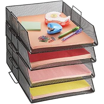 Amazon.com : 4-Tier - Plastic Desk Letter Organizer Tray Stackable ...