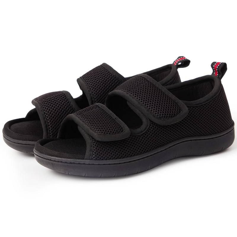 WALKFUN Arch Support Mesh Adjustable Diabetic House Shoes Open Toe ...