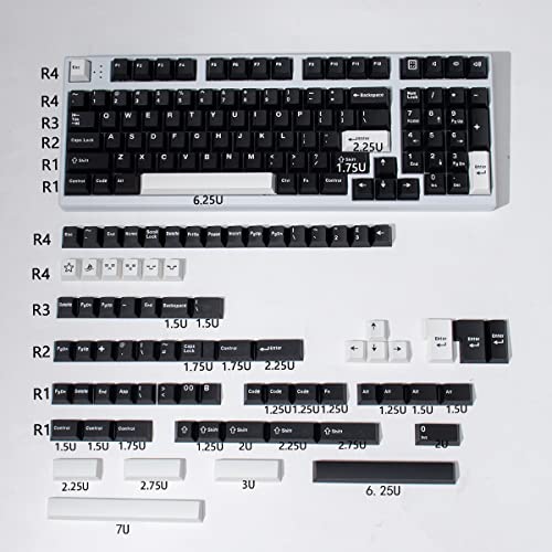 Black White WOB Keycaps Set 173 Keys Cherry Profile Doubleshot Custom ...