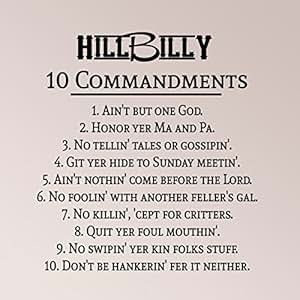 Amazon.com: 24"x24" Hillbilly 10 Ten Commandments Funny Humor South ...