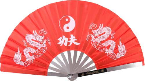 BladesUSA 2510-CRD Kung Fu Fighting Fan, Metal Frame, Red/White, 14-3/4 ...