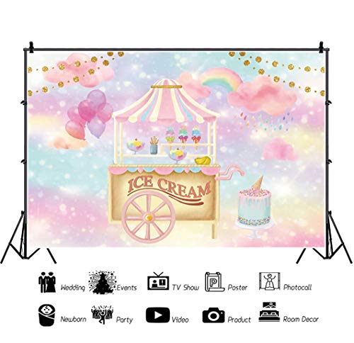 Buy OFILA Ice Cream Backdrop 5x3ft Polyester Girls Ice Cream Birthday ...