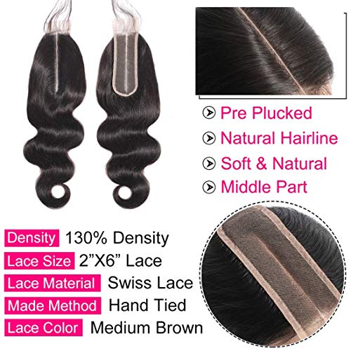 4x6 Closure Human Hair Body Wave 150% Density Unprocessed Virgin Human ...