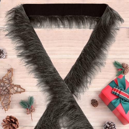Lusofie Shaggy Plush Faux Fur Fabric Precut Strips 2x71inch Dark Coffee ...