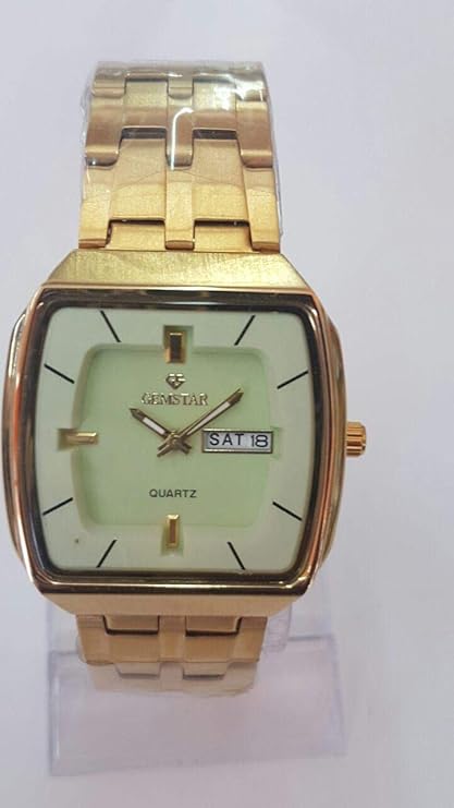 Gemstar GS-8835 White Dial Gold Band Stainless Steel Watch For Men: Buy ...
