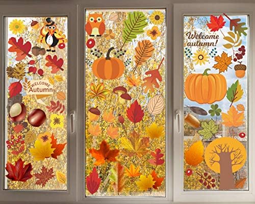 SUC Welcome Autumn Fallen Leaves Window Stickers Thanksgiving ...