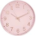 Amazon.com: HZDHCLH Pink Wall Clocks Battery Operated,12 inch Silent ...