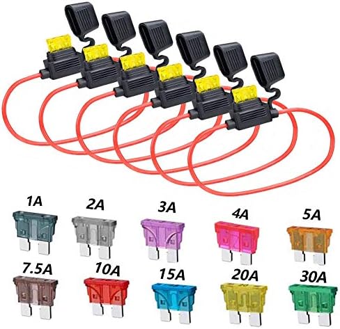Elefama 12 Gauge in Line Fuse Holder ATC/ATO 6 Pcs Waterproof Inline ...