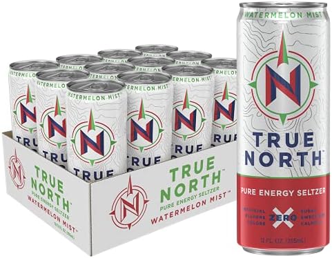 True North Pure Energy Seltzer, Watermelon Mist, 12 Fl Oz (Pack of 12 ...