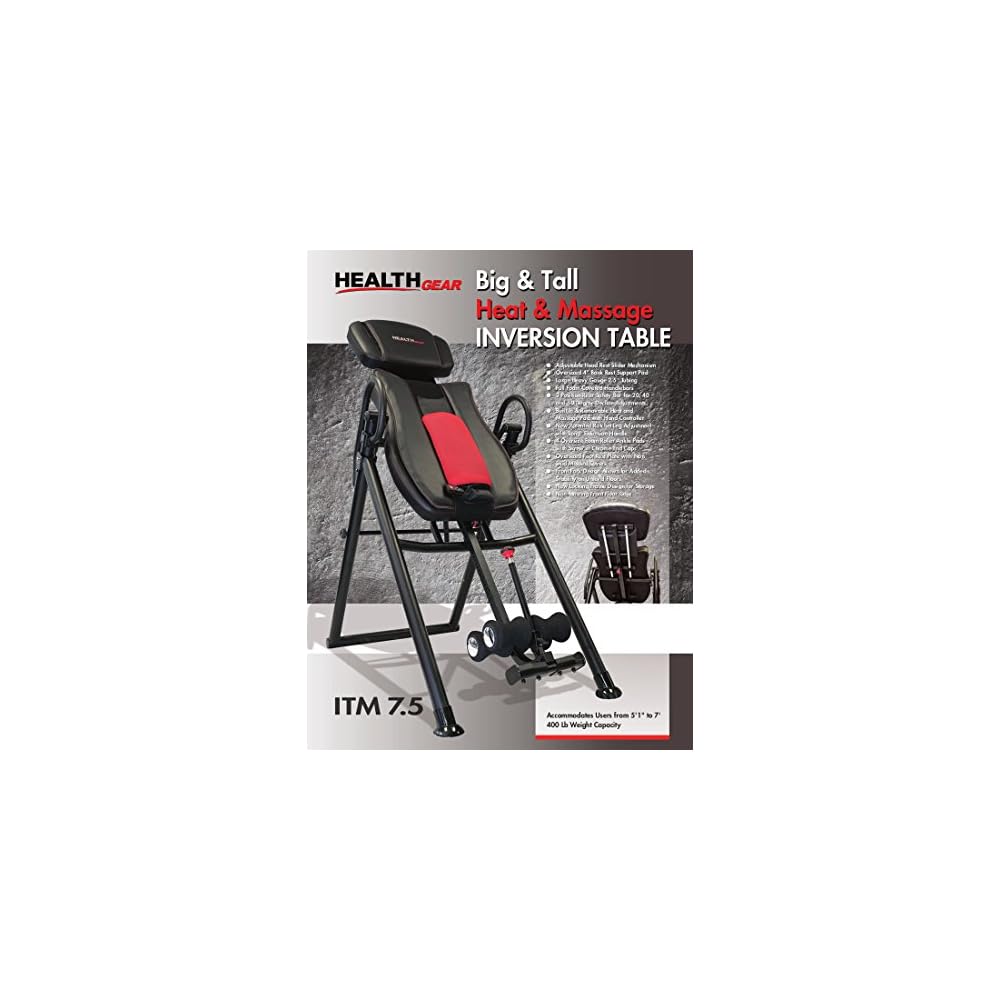 Health Gear ITM7.5 Big & Tall Inversion Table - 400 lbs, 5'1" - 7'0"