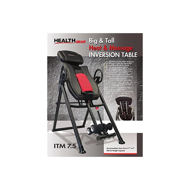 Health Gear ITM7.5 Big & Tall Inversion Table - 400 lbs, 5'1" - 7'0"