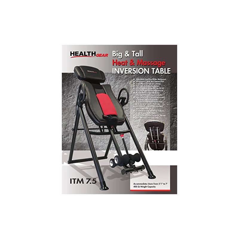 Health Gear ITM7.5 Big & Tall Inversion Table - 400 lbs, 5'1" - 7'0"