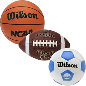 Amazon.com : Wilson NCAA 3 Ball Mini Pack (Football, Basketball ...