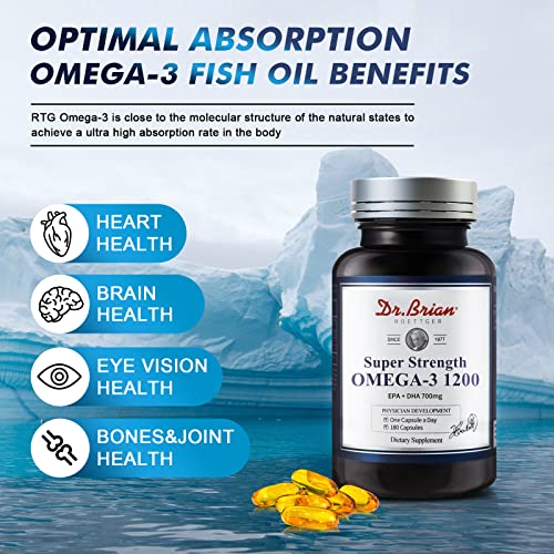 Dr.Brian Omega 3 Fish Oil Supplements, High Absorption rTG Omega 3 Wild Fish Oil 1200mg with Epa ...