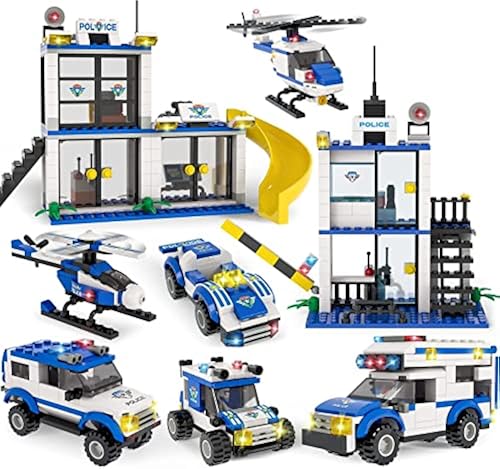 City Police Station Building Kit with Cop Cars, Police Helicopter ...