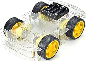 REES52 4 Wheel 2 Layer Robot Smart Car Chassis Kits with Speed Encoder for Arduino DIY (Yellow ...