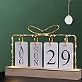 Amazon.com : Flip Wooden Perpetual Calendar Metal Desk Calendar 2024 ...