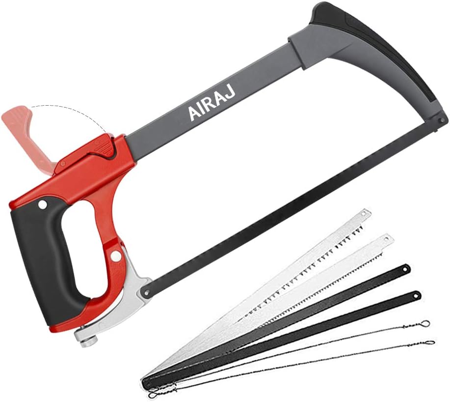 AIRAJ 12-Inch Hacksaw Frame, Adjustable Hand Saw with Two Sawing Angles ...