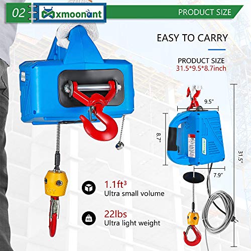 Mxmoonant 1100lb Power Electric Hoist with Wireless Remote Control ...