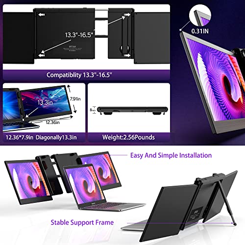OFIYAA P2 Pro 13.3" Triple Portable Monitor For Laptop,Laptop Monitor Screen Extender,1080IPS ...