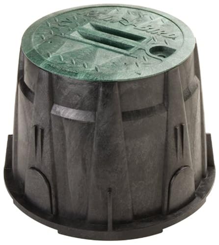 Rain Bird VBRND10 Round Sprinkler Valve Box, Black with Green Lid, 10 ...
