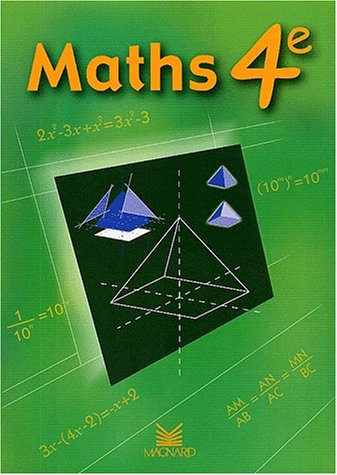 "mathématiques ; 4ème ; livre de l'élève (édition 2002)": 9782210210073 ...