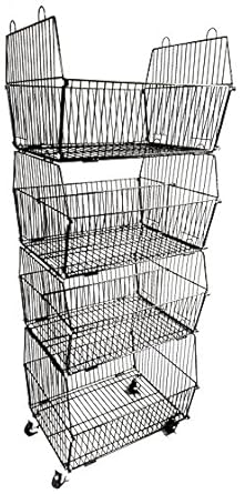 Rolling 20" x 24" Two-Sided Stacking Basket 4-Piece Set Display ...