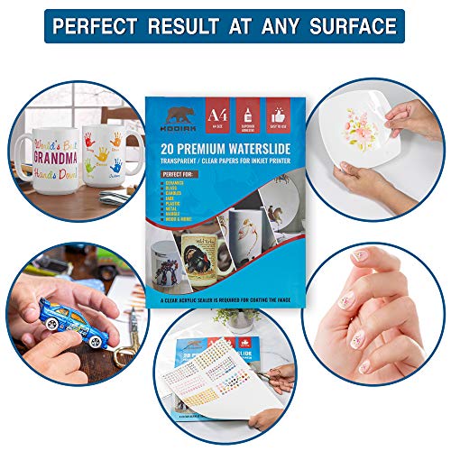 Buy Kodiak Supplies A4 Waterslide Decal Paper INKJET Clear - 20 Sheets ...
