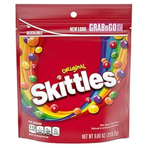 Amazon.com : Skittles Original Candy, 9 Ounce Bag : Fruit Flavored ...