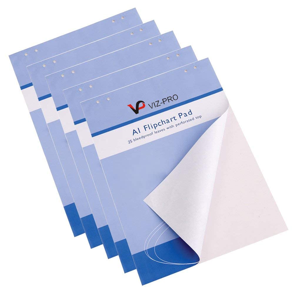 VIZ-PRO Standard Easel Pads, A1 Flipchart Paper Pad, 25-Sheets/Pad, 5 ...