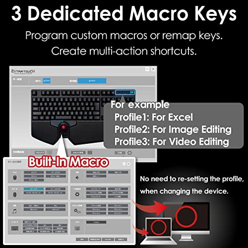 ELECOM Japanese Layout Wired Keyboard with Built-in Trackball & Scroll ...