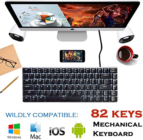 Mechanical Keyboard and Mouse Combo Wired 82 Keys White Backlit Gaming ...