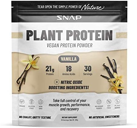 Snap Supplements Vegan Protein Powder - 100% Plant Based Protein Powder ...