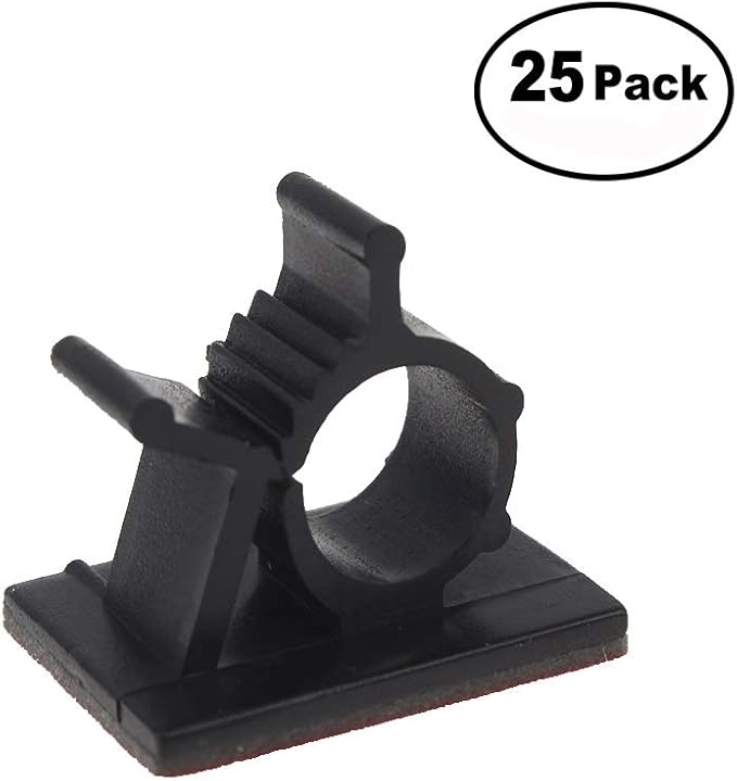 25 Pcs UVB Plastic 3M Strick Cable Clips Black Adhesive Backed Nylon ...