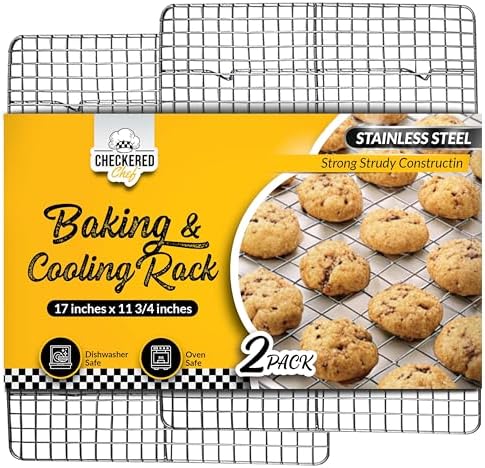 Checkered Chef Cooling Rack - Set of 2 Stainless Steel, Oven Safe Grid Wire Cookie Cooling Racks ...