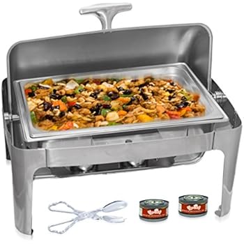 Amazon.com: Tiger Chef Stainless Steel Roll Top Chafer, 8 Quart Chafing ...