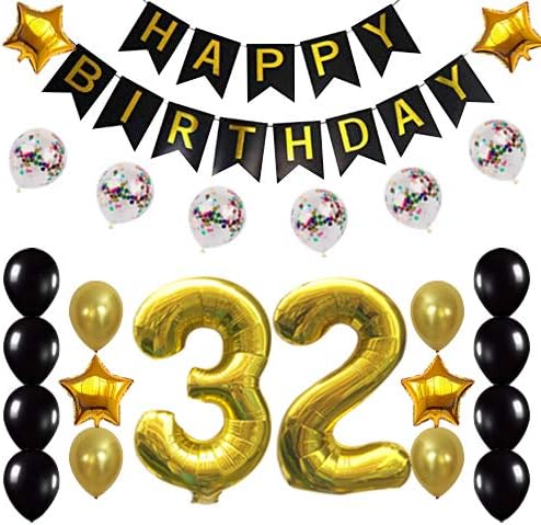 Amazon.com: 32nd Birthday Decorations Party Supplies Happy 32nd ...