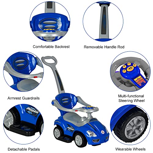 ChromeWheels Push Cars for Toddlers, 3 in 1 Ride on Push Car with ...