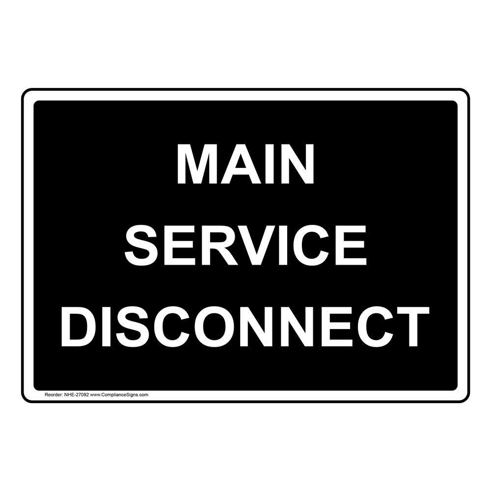 Main Service Disconnect Label Decal, 5x3.5 in. 4-Pack Vinyl for ...