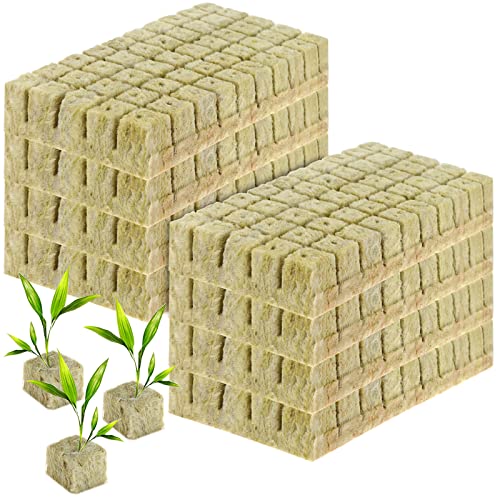 400Pcs 1inch Rockwool Cubes for Hydroponic, Rockwool Grow Cubes Starter ...