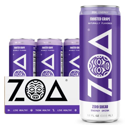 ZOA Zero Sugar Energy Drinks, Frosted Grape - Sugar Free with ...
