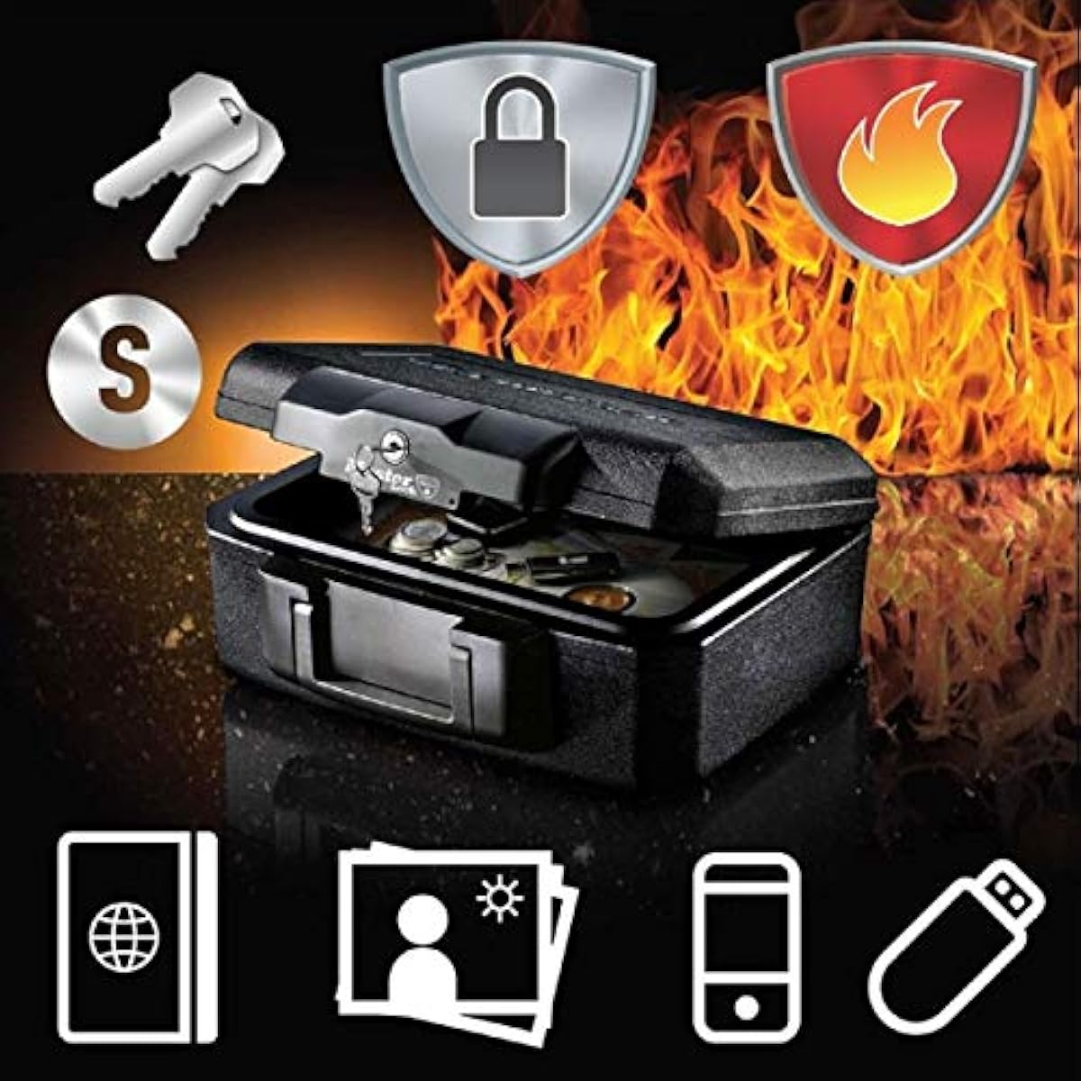 Fire Resistant Chest Security Box Heat Protection Storage Case Anti ...