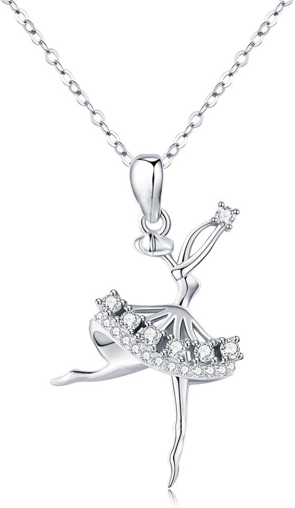 Ballet Dancer Necklace for Women 925 Sterling Silver Dancing Ballerina ...