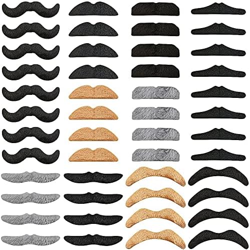 TERRIFI 48Pcs Self Adhesive Fake Mustaches,Hairy Fake Facial Hair ...
