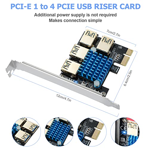 ACTIMED PCI-E Splitter 1 to 4 PCI Express USB Port Riser Card / PCIE X1, X4, X8, X16 Slots GPU ...