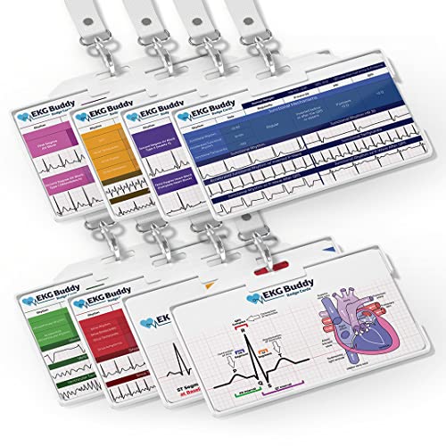 EKG Buddy Badge Card Set - Doubled Sided Nurse ECG Interpretation Guide Rhythm Cheat Sheet EKG ...