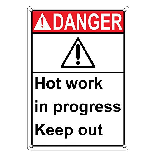 Amazon.com: Weatherproof Plastic Vertical ANSI Danger Hot Work in ...