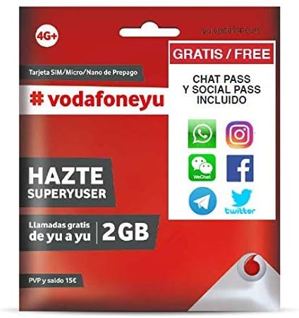 Prepaid SIM card Vodafone Spain - 2GB + 30 MINS +: Amazon.co.uk ...